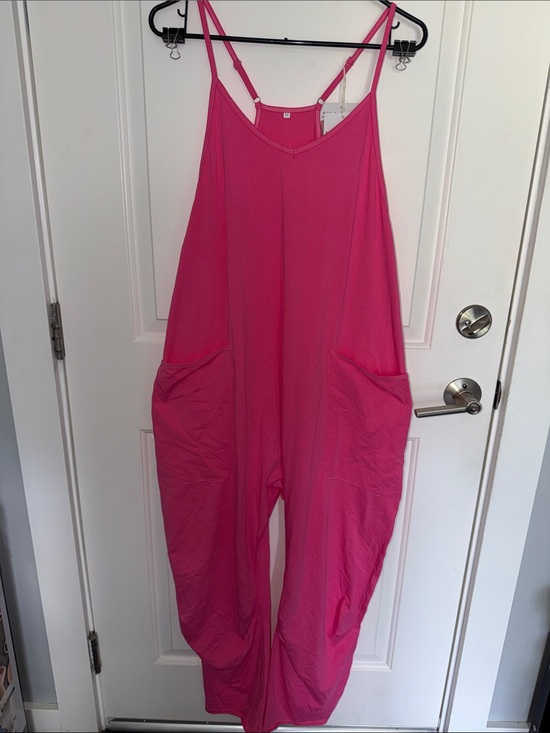 Pants & Jumpsuits | Womens Hot Pink Relaxed Jumpsuit With Pockets ...